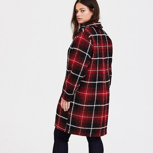 torrid | Jackets & Coats | New Torrid Red Black Woolen Wedge Coat Sz 6 ...